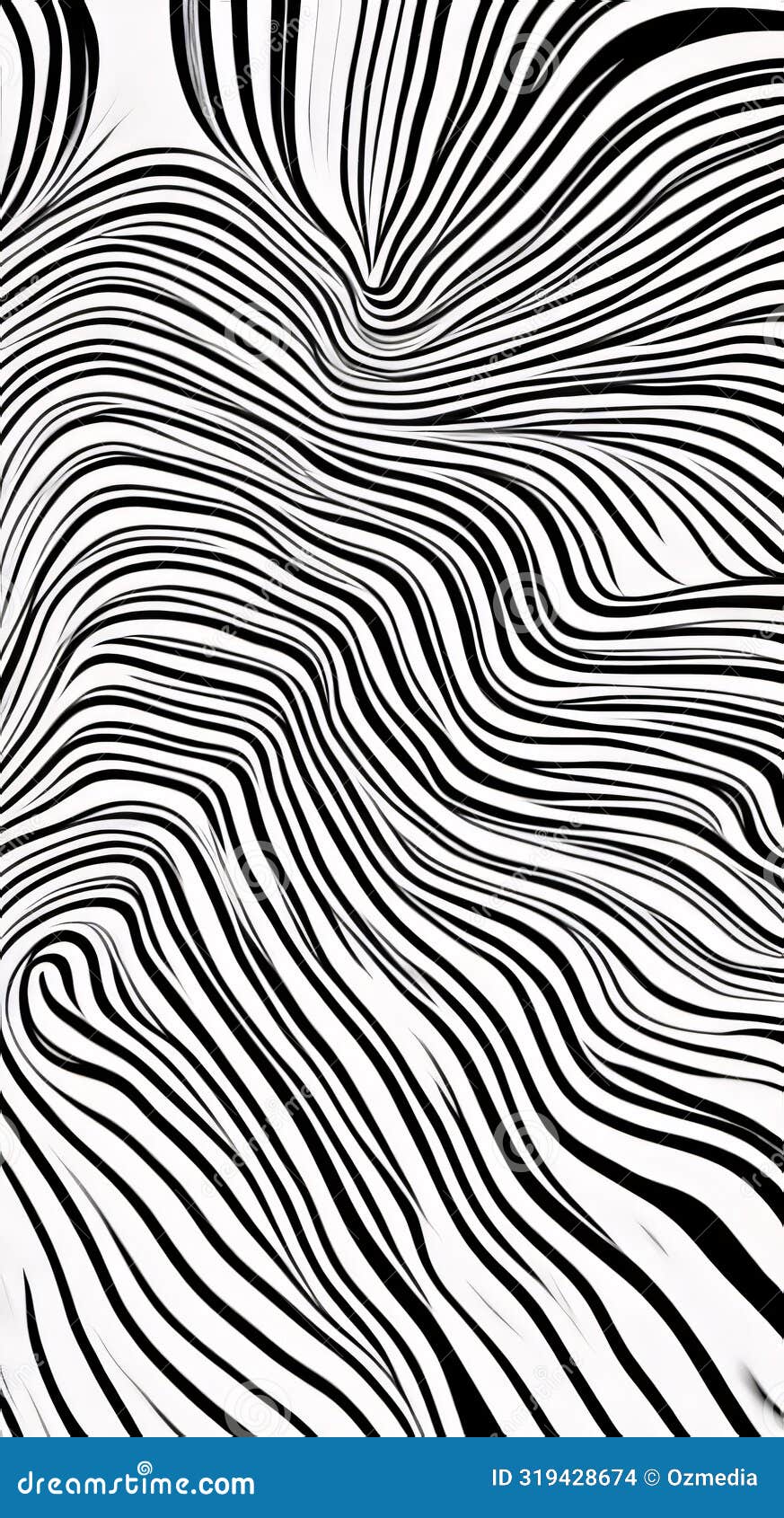 Abstract Black and White Wavy Line Pattern Creating an Optical Illusion ...