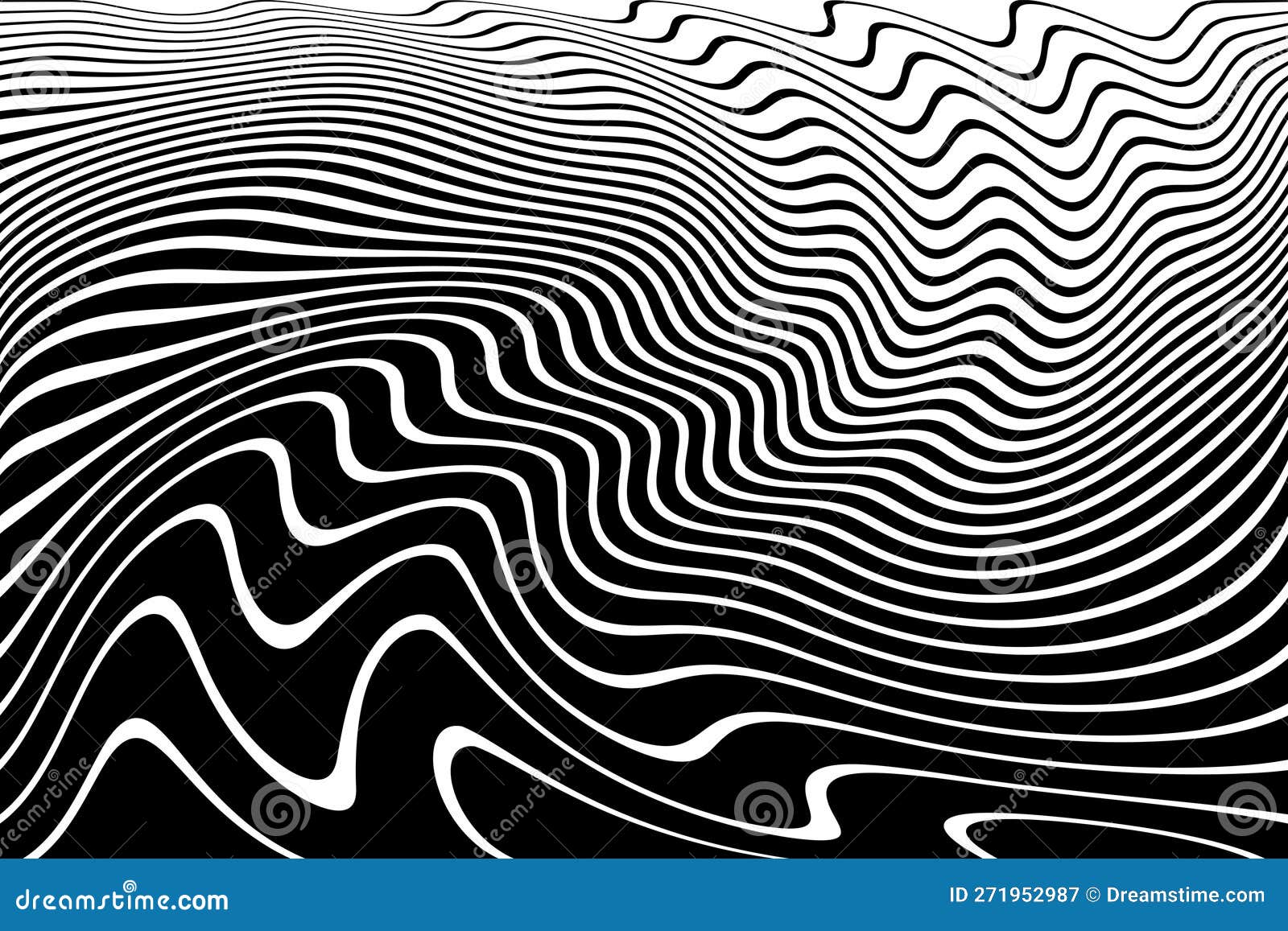 Abstract Black and White Wavy Lines Halftone Pattern. 3D Illusion ...