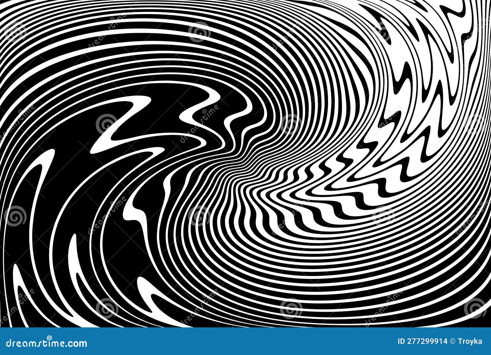 Abstract Black and White Wavy Lines Halftone Pattern. Vortex Motion ...