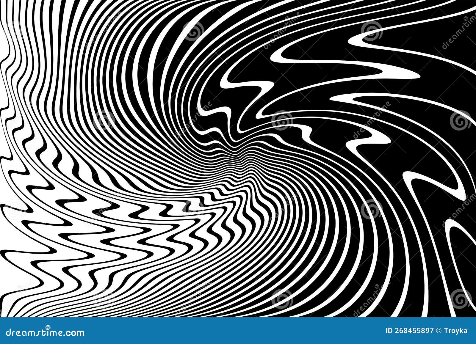 Abstract Black and White Wavy Lines Halftone Pattern. Whirl Motion ...