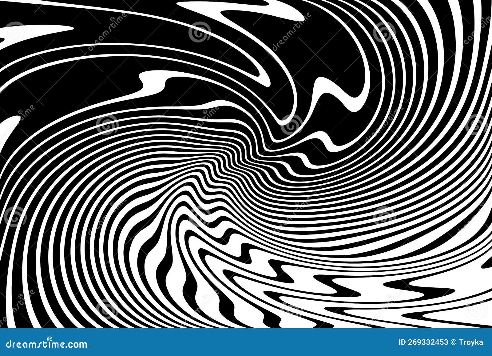 Abstract Black and White Wavy Lines Halftone Pattern. Whirl Motion ...