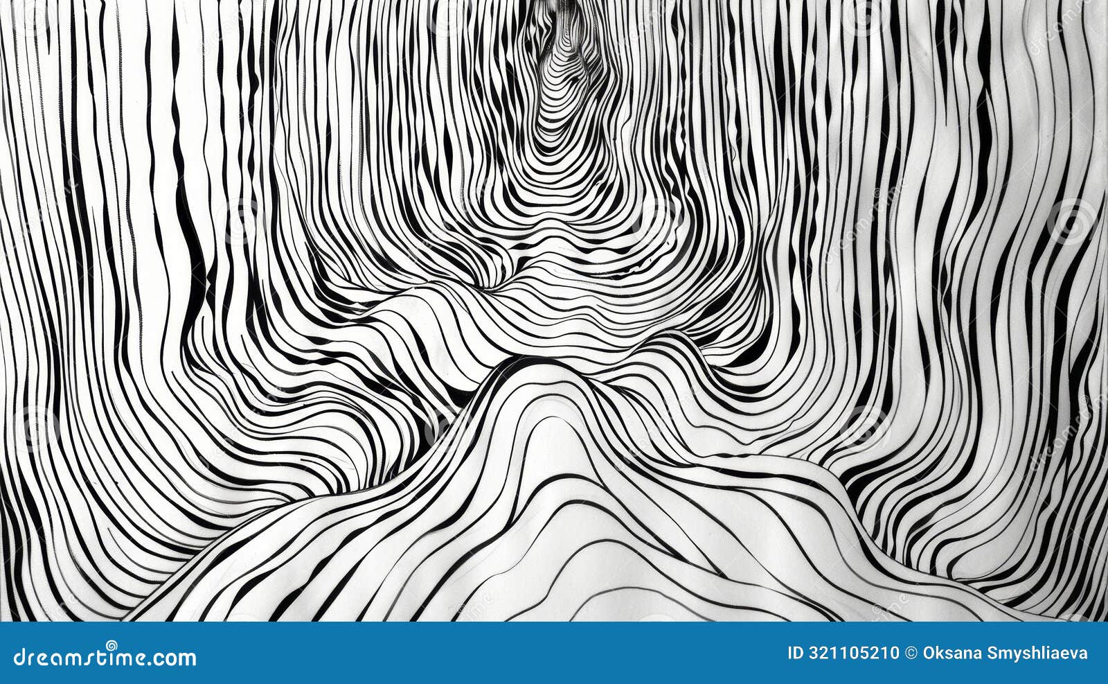 Abstract Black and White Wavy Lines Optical Illusion Art Stock Photo ...