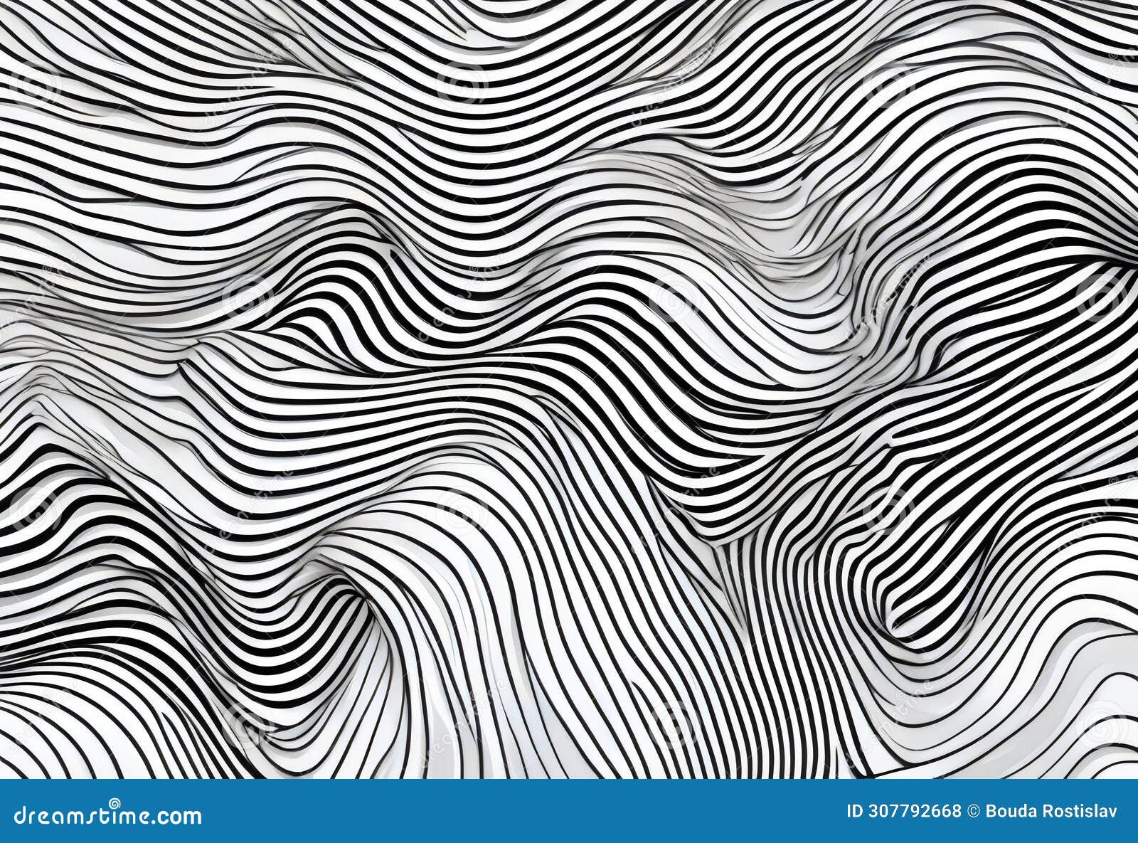 Abstract Black and White Wavy Lines Pattern Stock Illustration ...