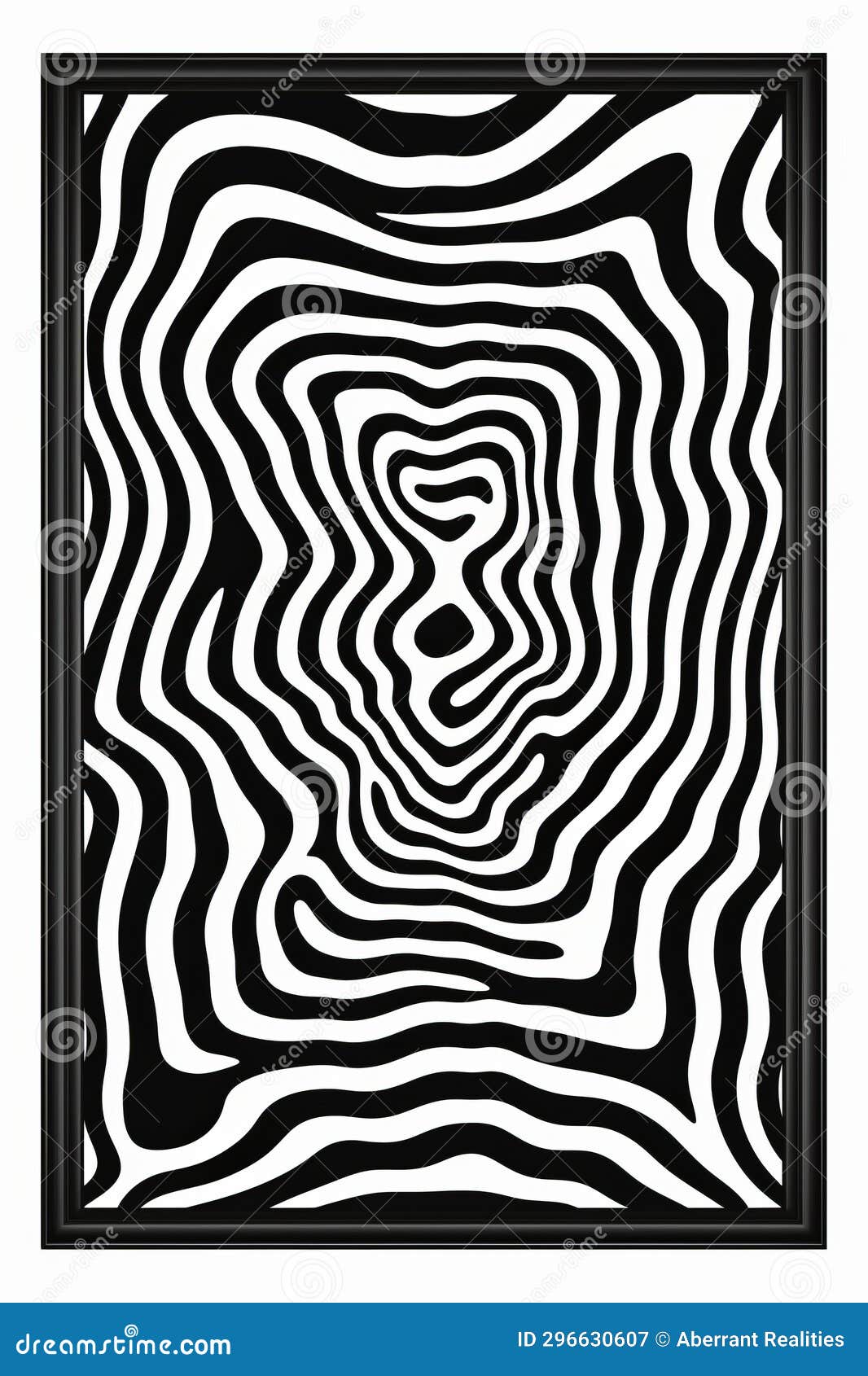 An Abstract Black and White Zebra Pattern in a Black Frame Stock ...