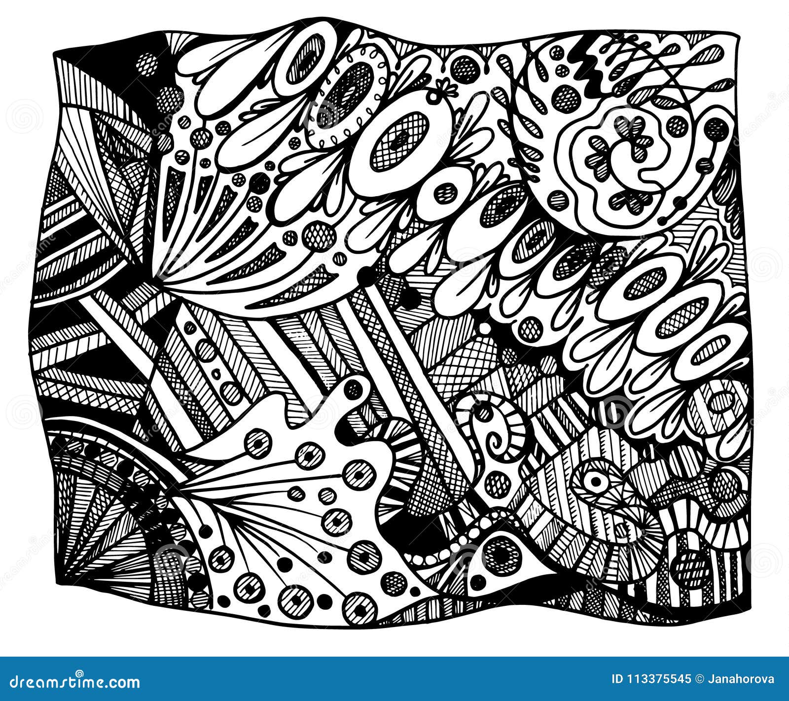 Abstract Black and White Zentangle Stock Vector - Illustration of ...