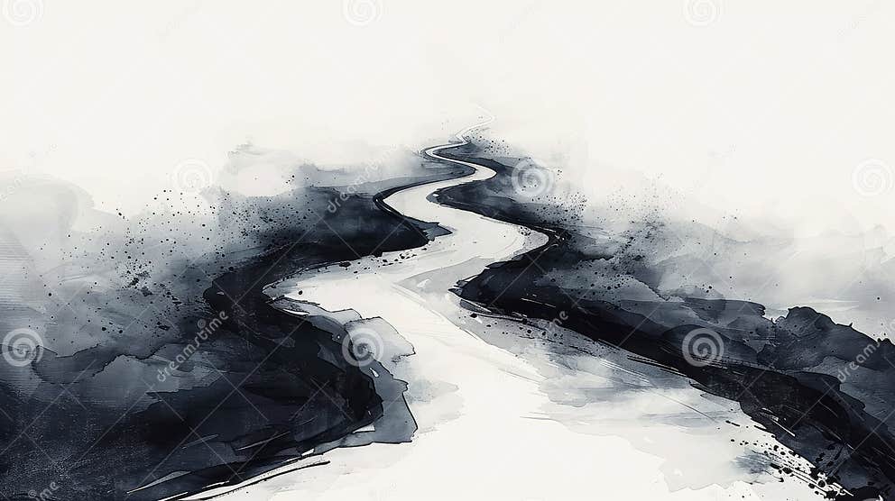Abstract Black Winding Road Pattern Stock Photo - Image of seamless ...