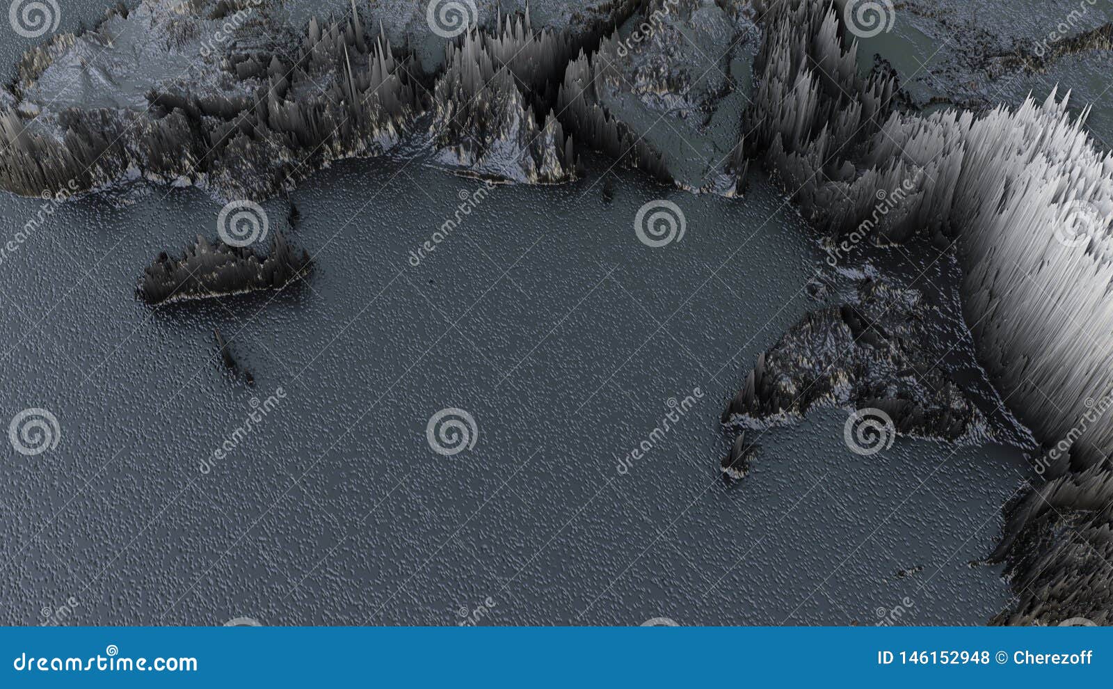 Abstract Black World Map, Continet Extruded or Displacement Stock Photo ...