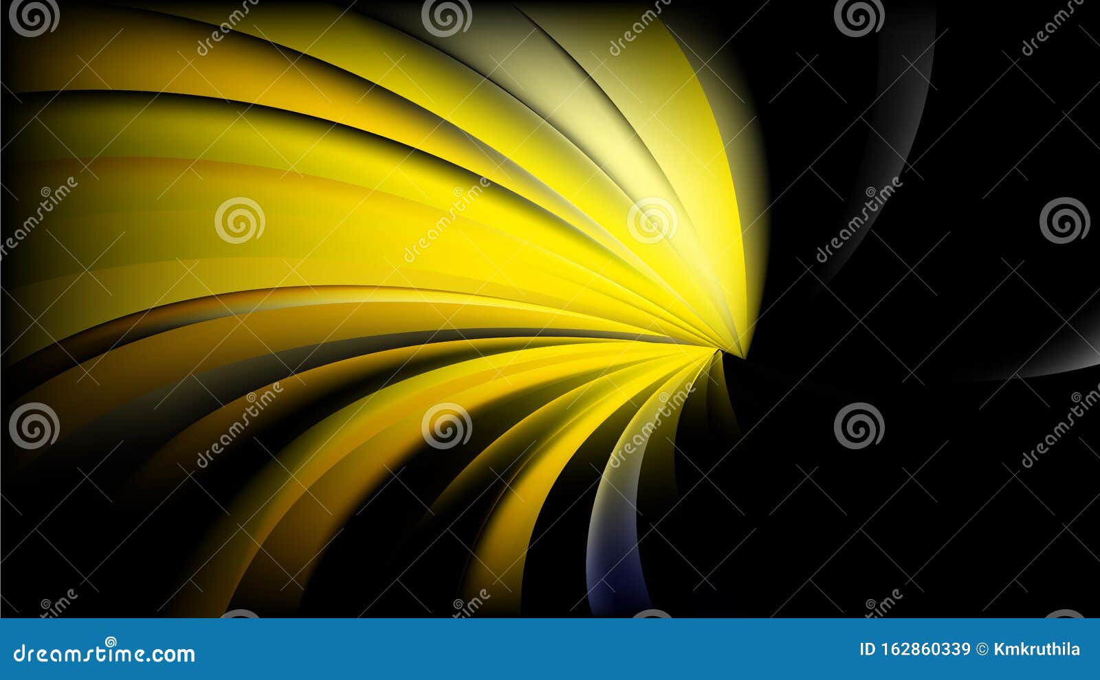 Abstract Black and Yellow Twisted Spiral Rays Background Design Stock ...