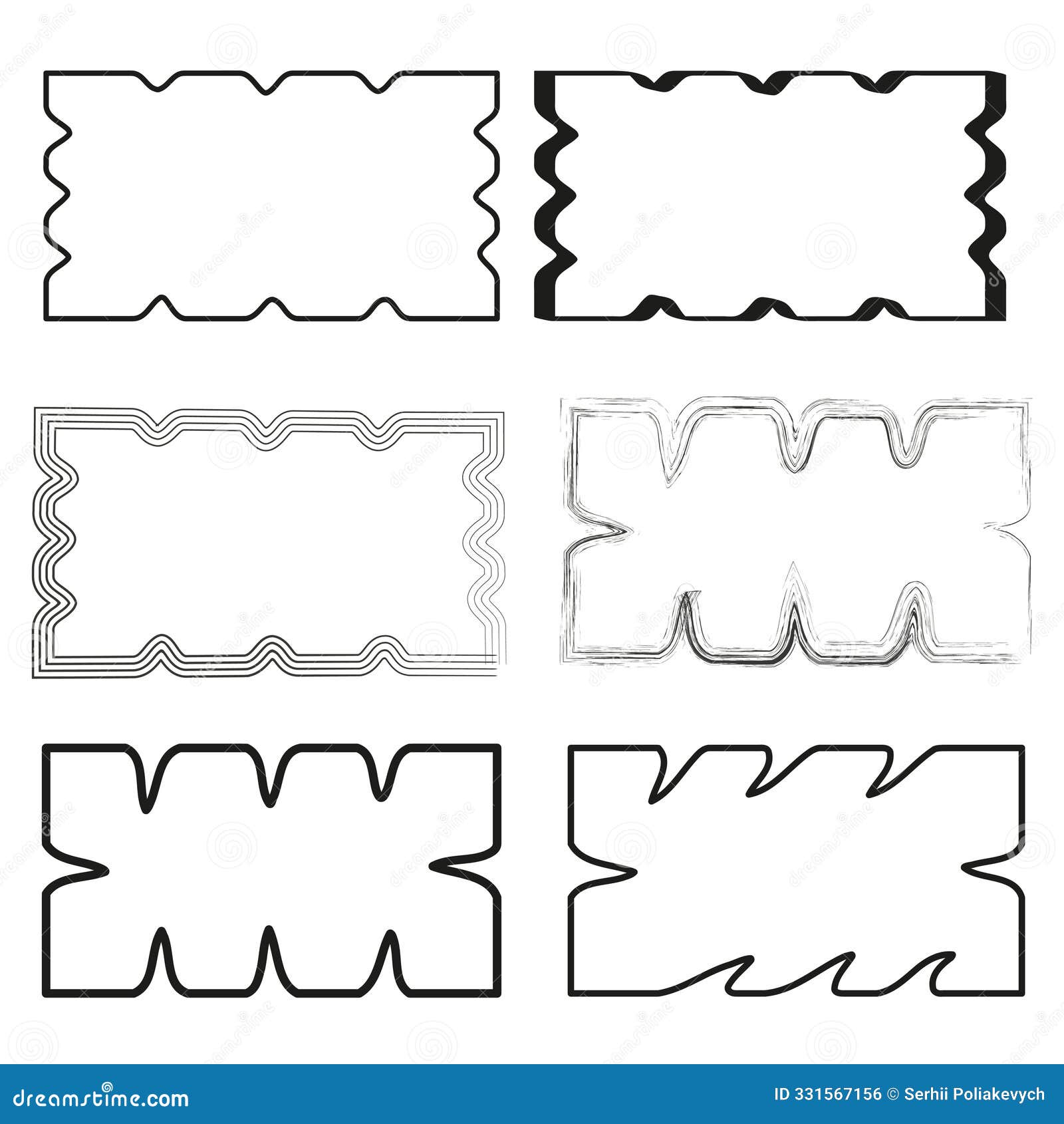 Abstract Blade Shapes. Minimalist Razor Forms. Black and White Outlines ...