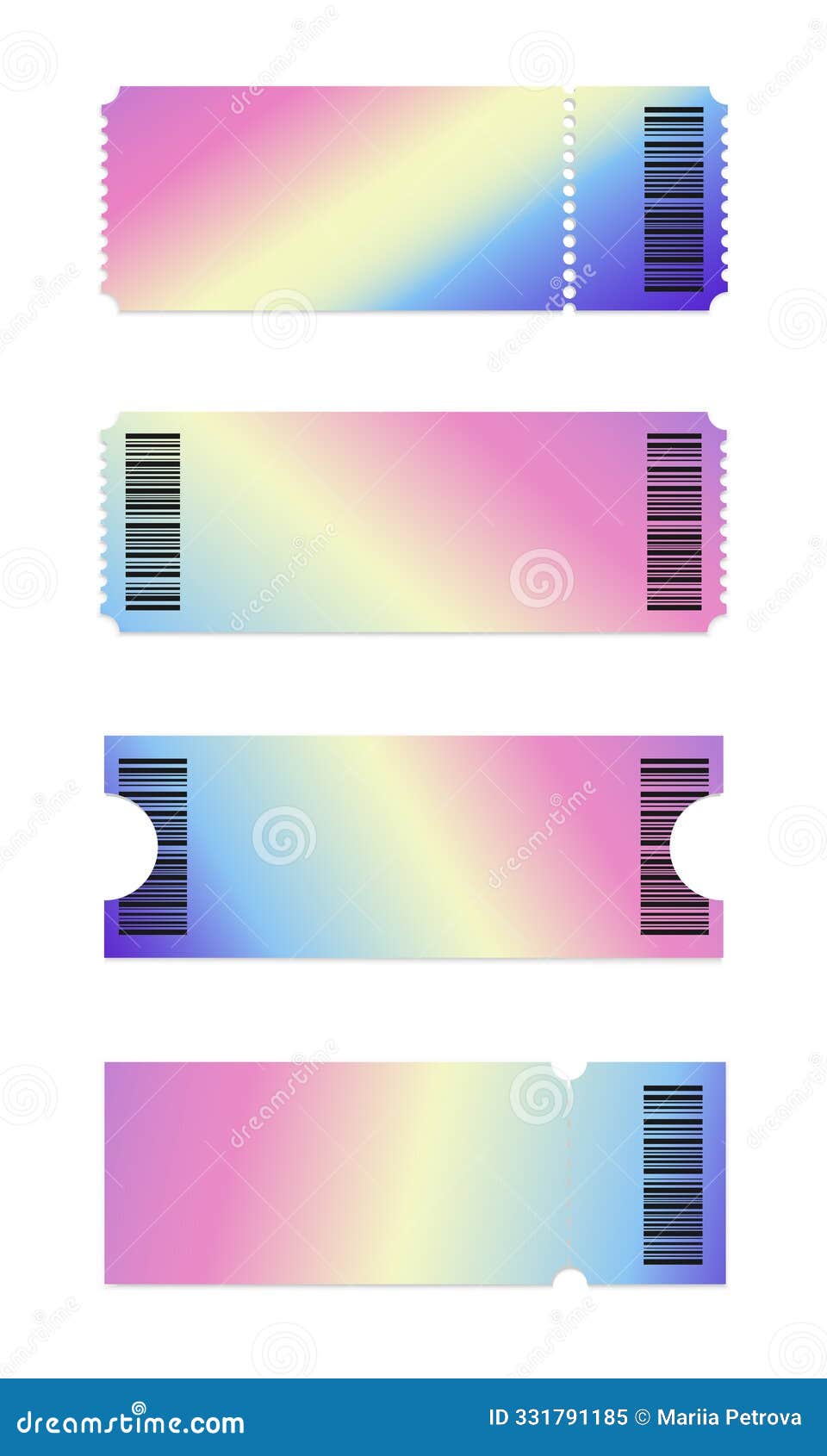 Abstract Blank Ticket Stubs Templates on White Background. Rainbow ...