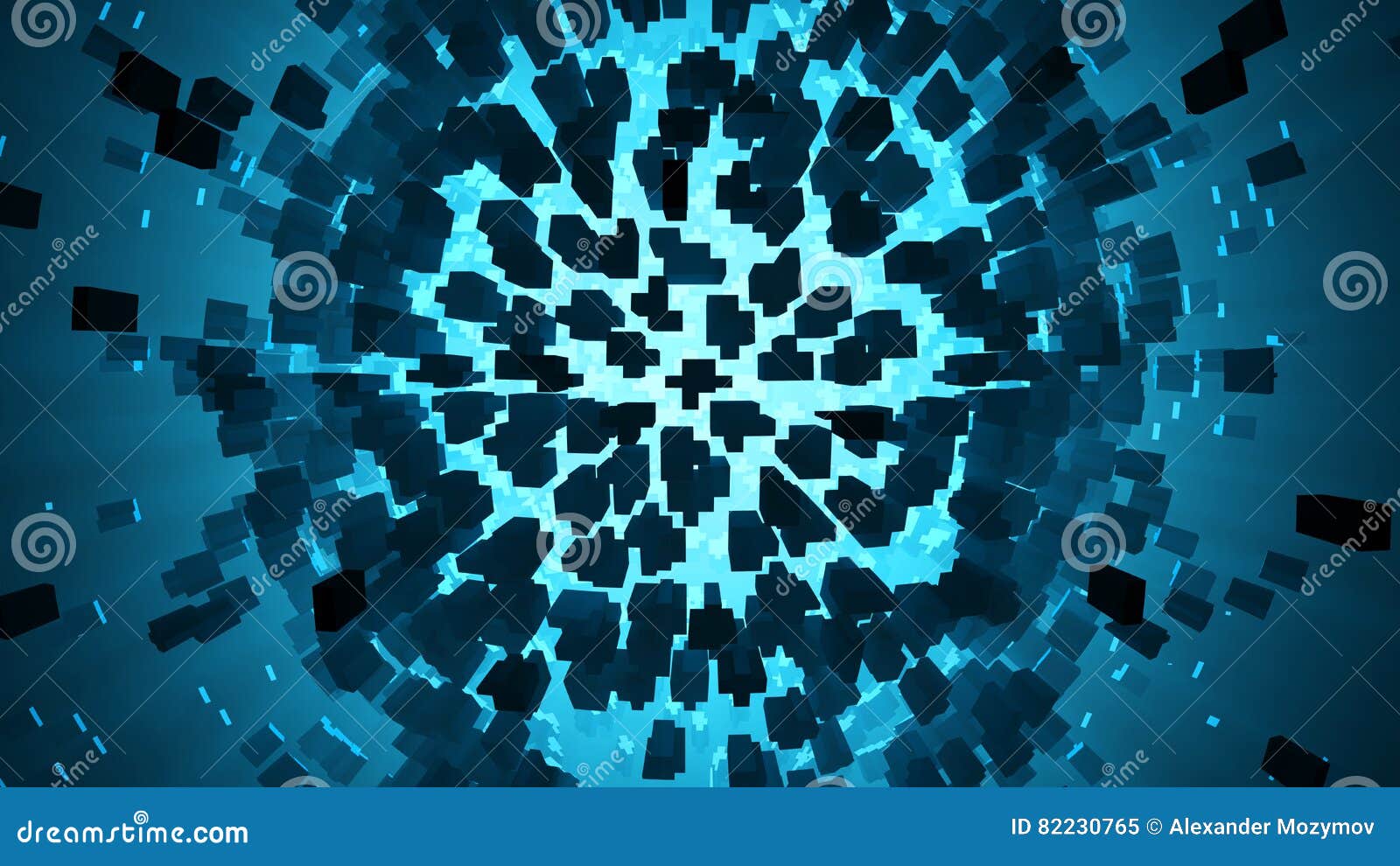 Abstract the Blast Sphere with Blue Light Stock Illustration ...
