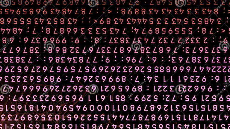 Abstract Blinking and Changing Numbers with Connected Dots and Lines on the Background. Motion ...