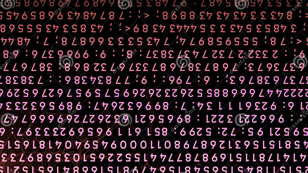 Abstract Blinking and Changing Numbers with Connected Dots and Lines on the Background. Motion ...