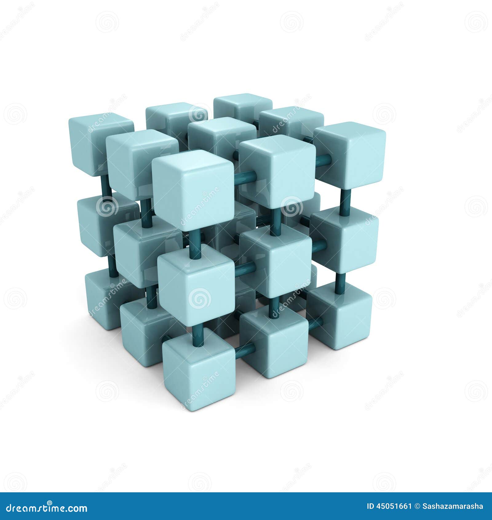Abstract Block Cube Structure on White Background Stock Image - Image ...