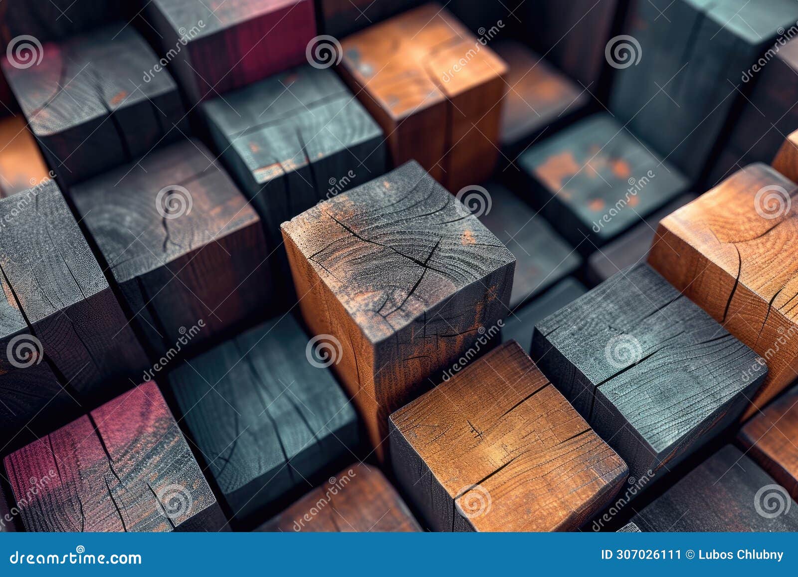 Abstract Block Stack Wooden 3d Cubes, Colorful Wood Texture for ...