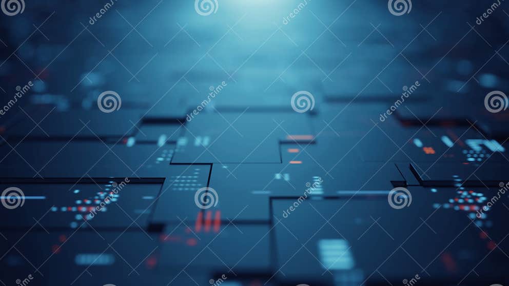 Abstract Blocky Rectangle Shapes with Digital Binary Dots and Lines ...