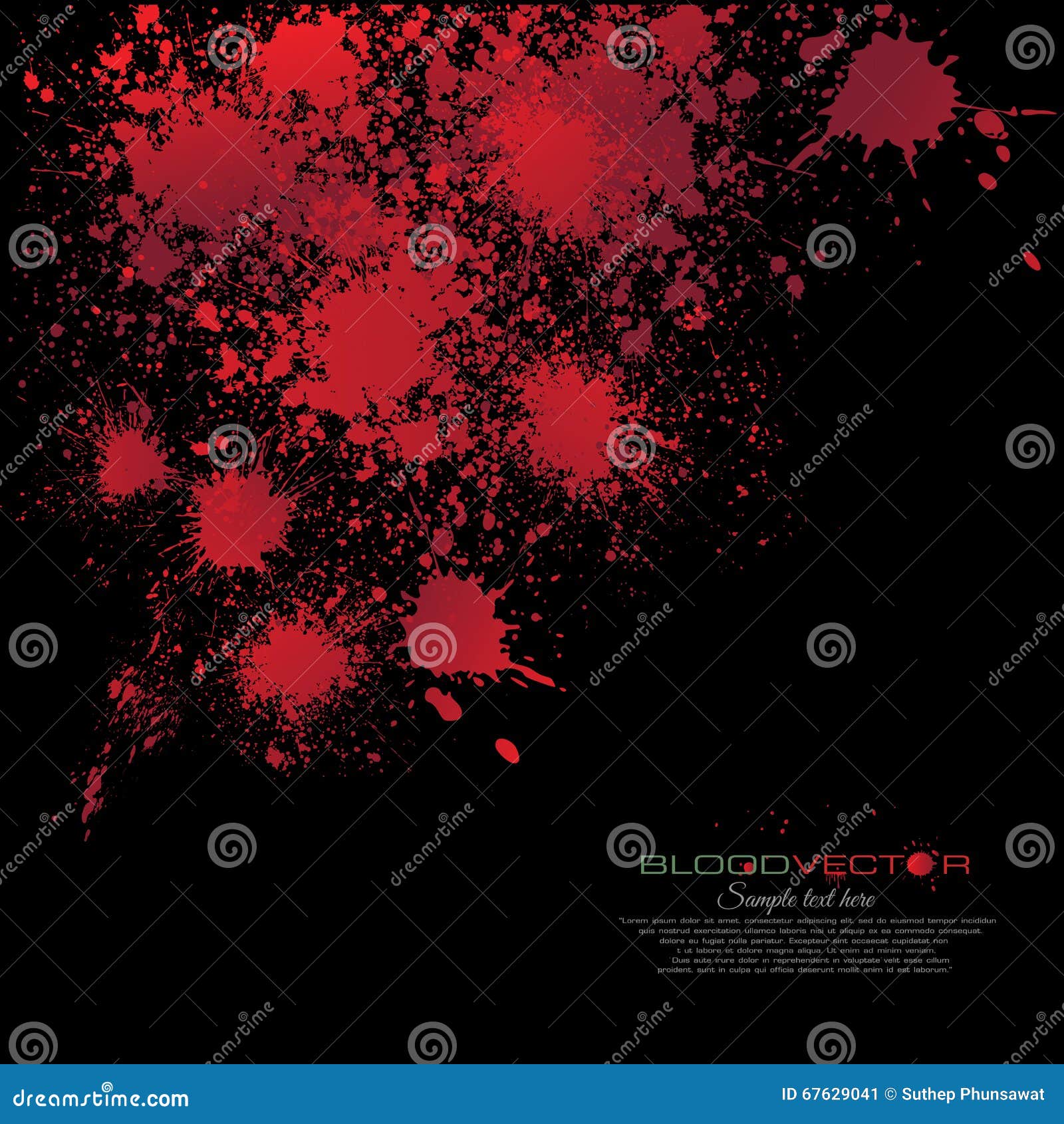 Abstract Blood Splatter Isolated on Black Background, Des Stock ...