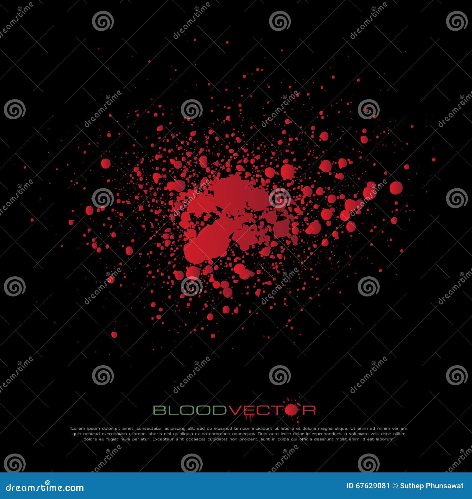 Abstract Blood Splatter Isolated on Black Background, Des Stock ...