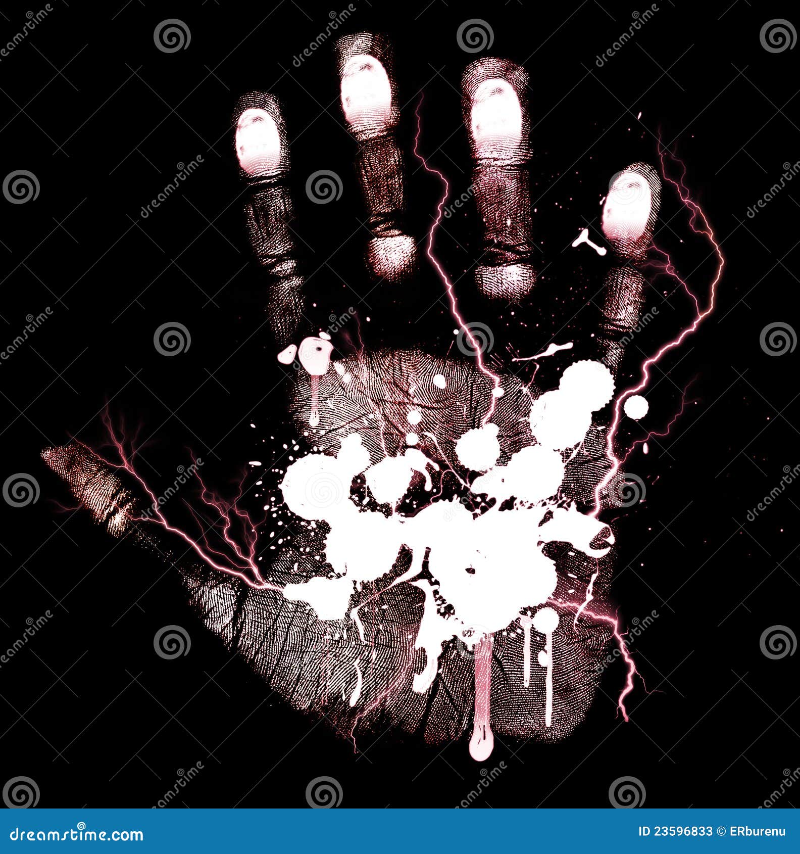 Bloody Hand Print Set Isolated White Background. Horror Scary Blood ...