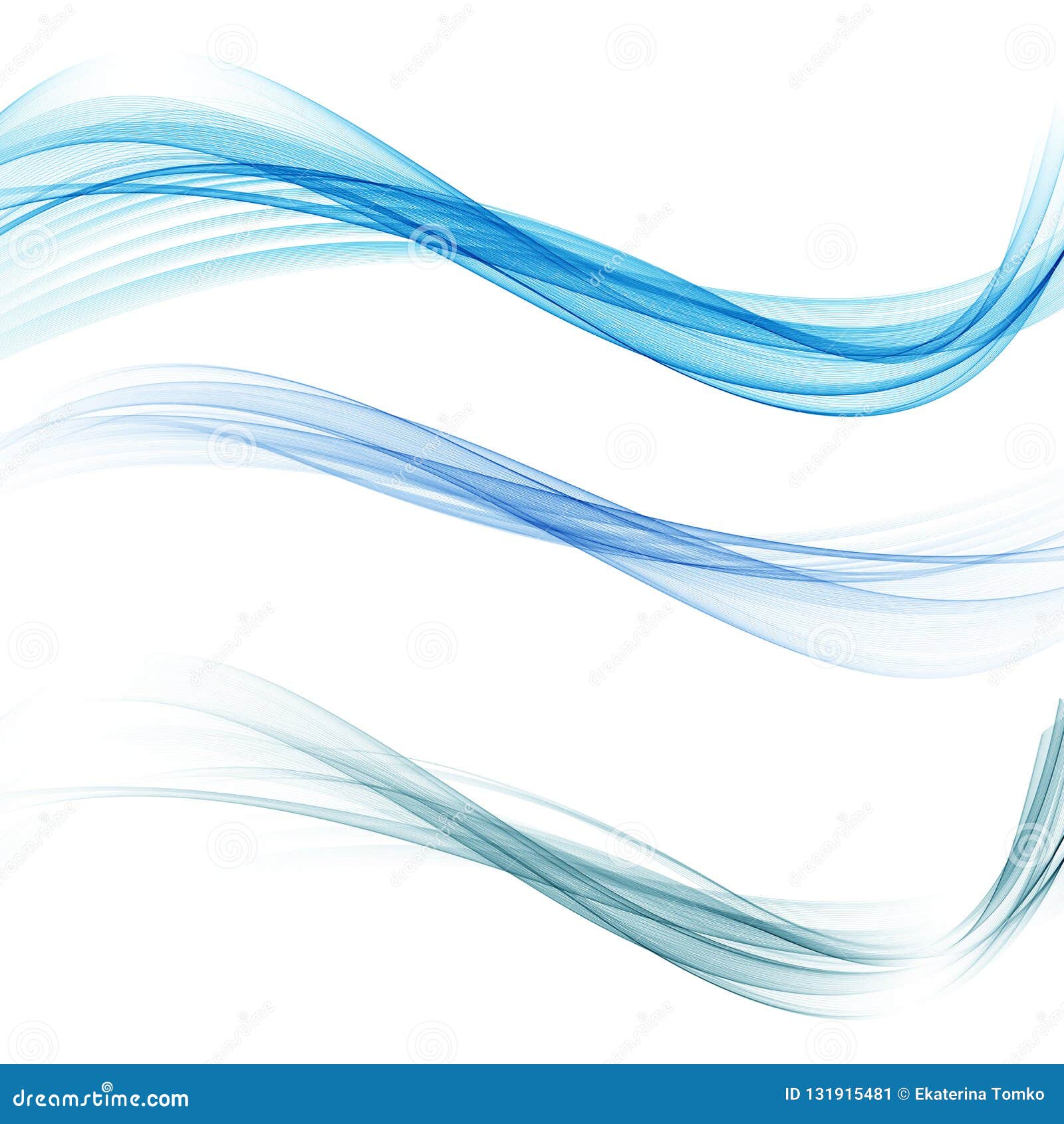 Abstract Blue Abstract Waves.the Set of Three Transparent Waves. Eps 10 ...