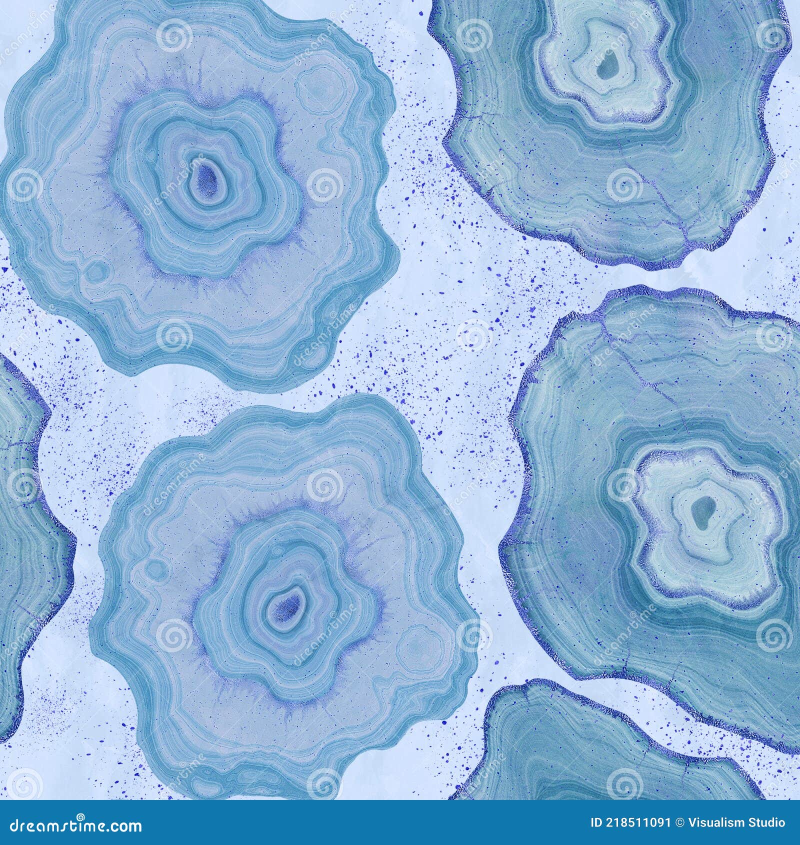 Abstract Blue Agate Marble Texture Decoration with Aqua Tone Fluid ...