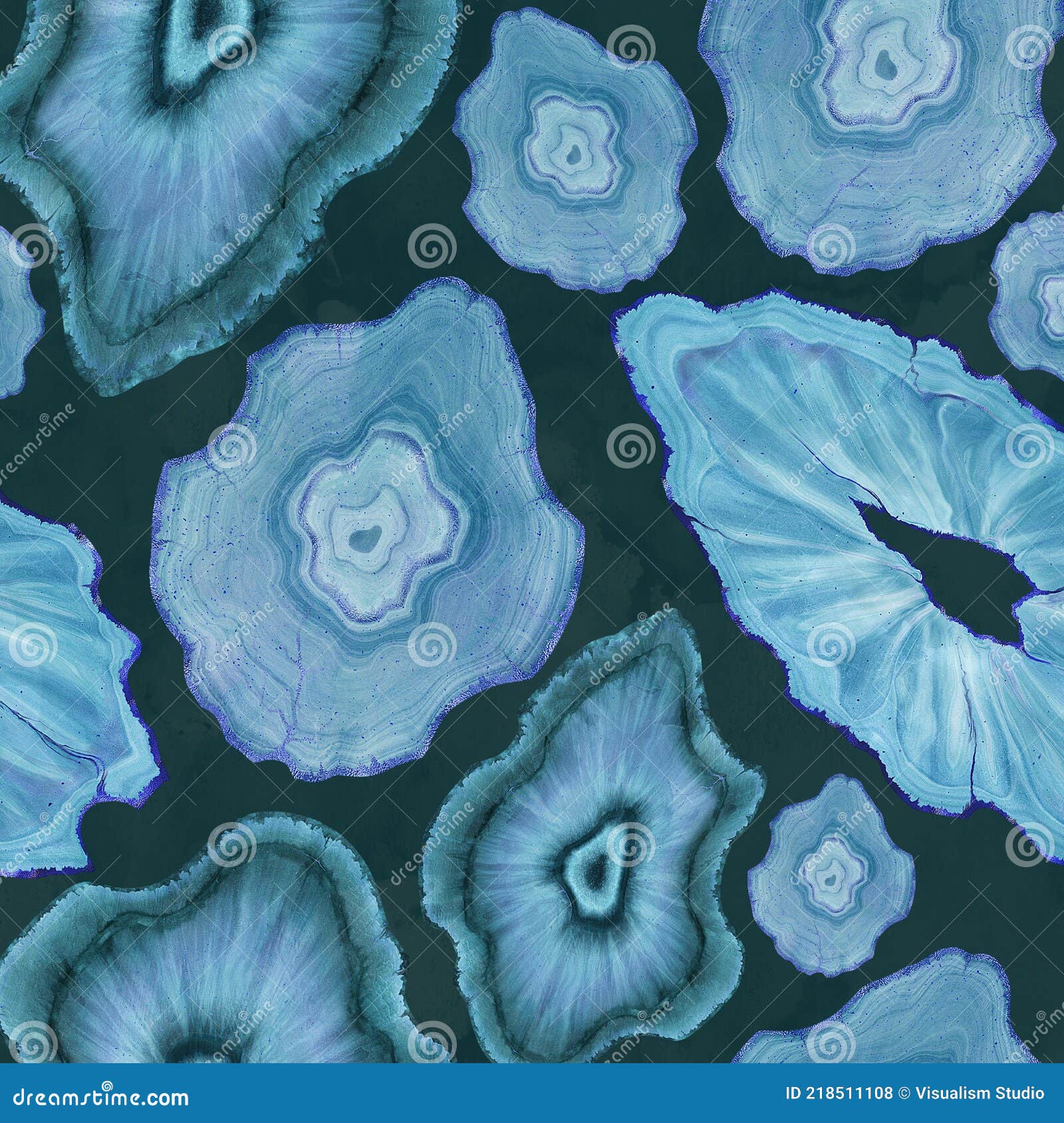 Abstract Blue Agate Marble Texture Decoration with Aqua Tone Fluid ...
