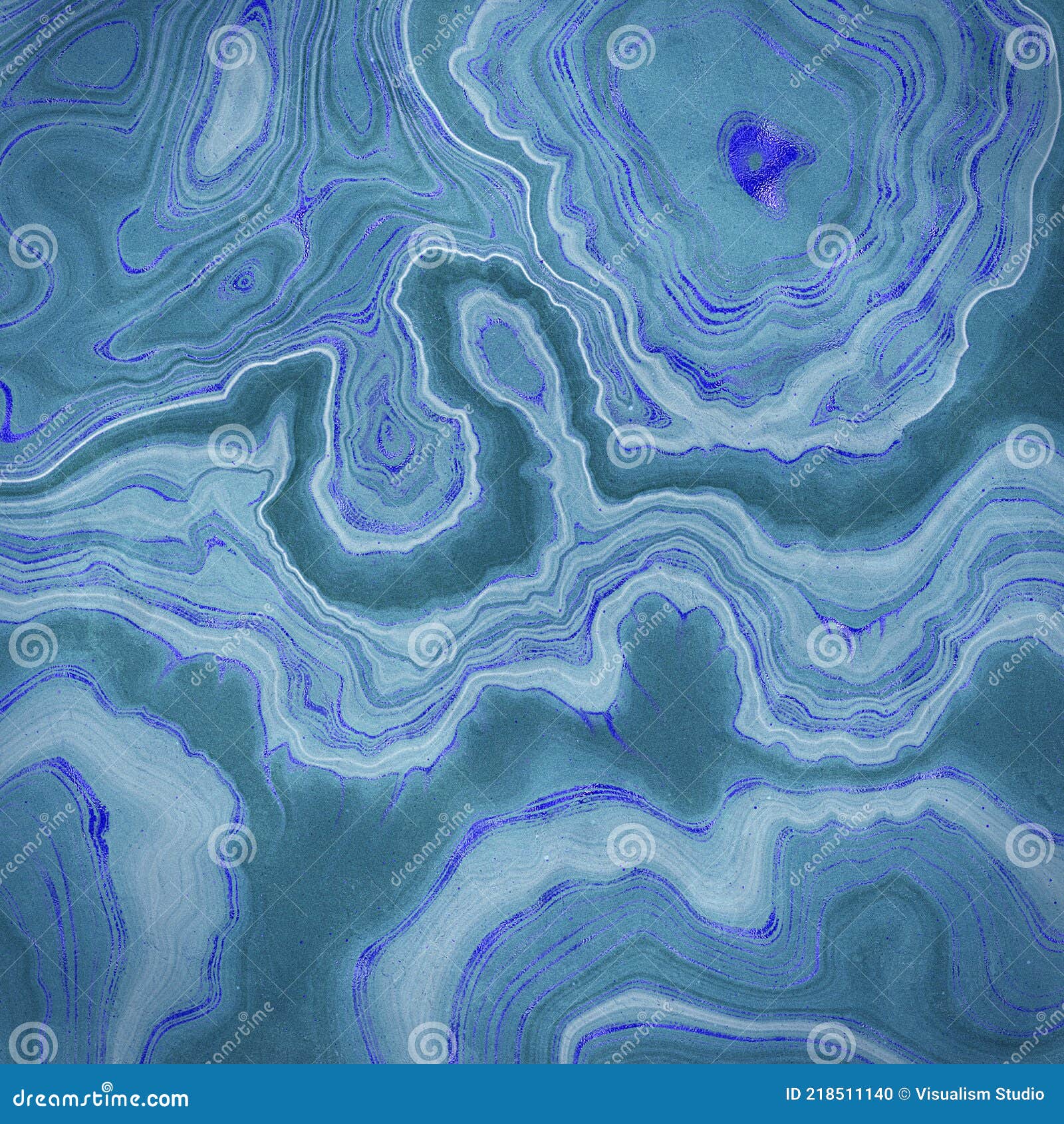 Abstract Blue Agate Marble Texture Decoration with Aqua Tone Fluid ...