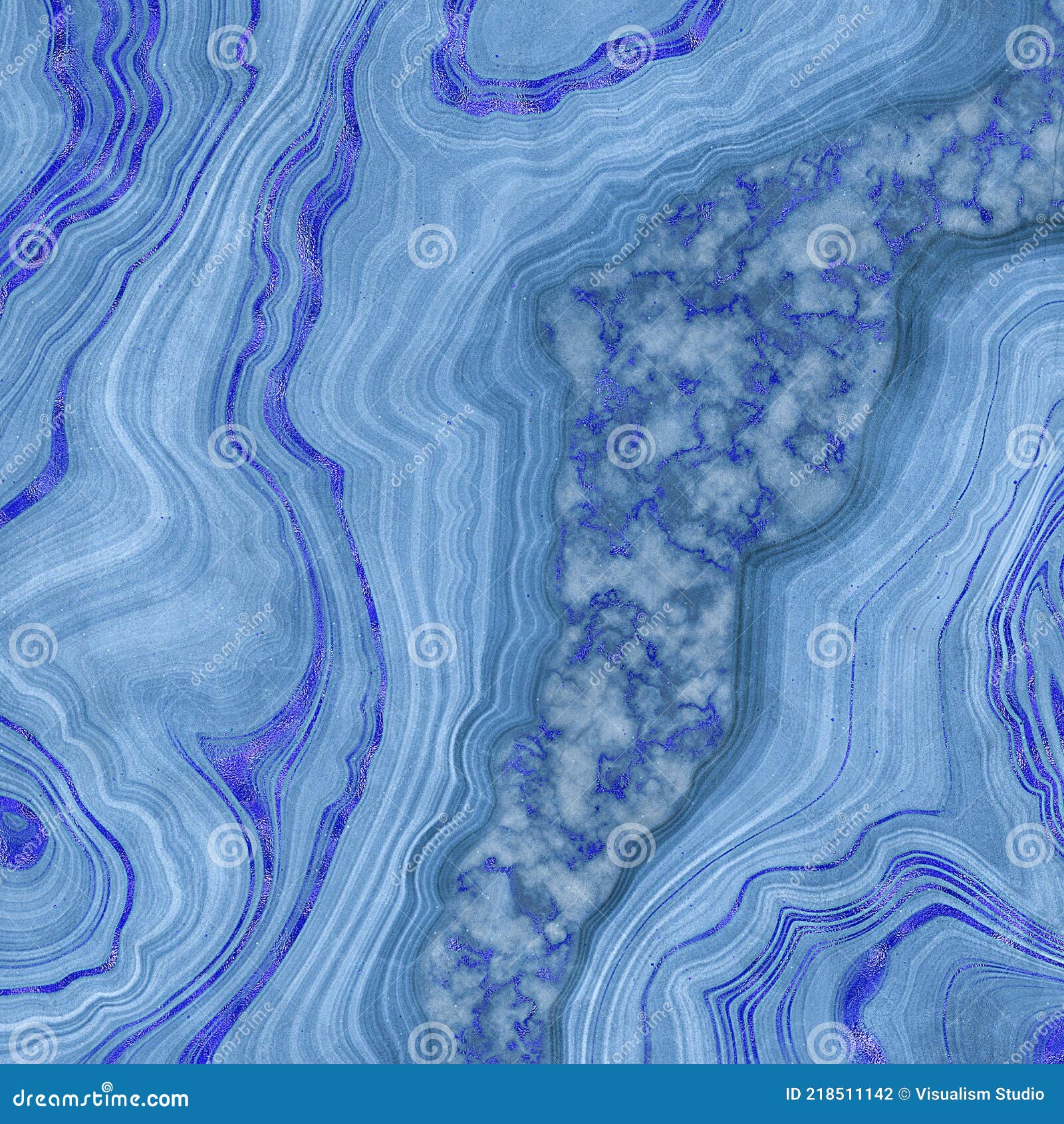 Abstract Blue Agate Marble Texture Decoration with Aqua Tone Fluid ...