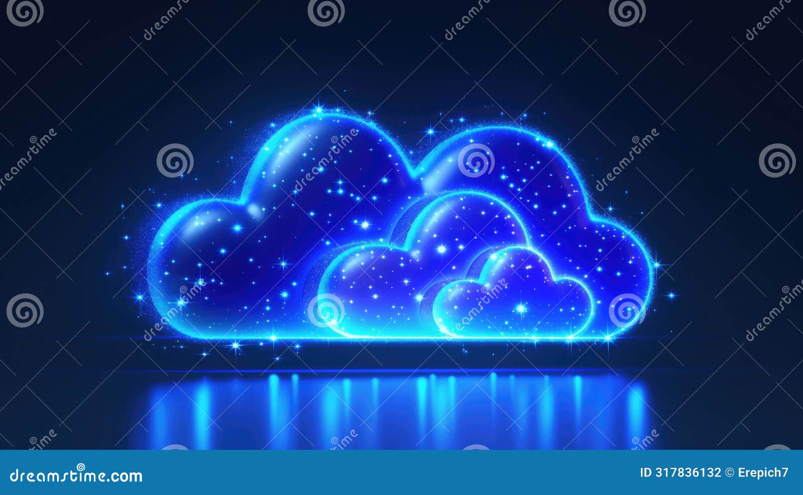 Abstract Blue AI Assistant Cloud on Dark Blue Background, 3d Render ...