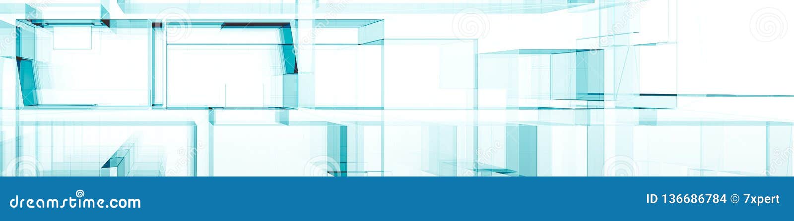 Abstract Blue Architecture 3d Rendering Stock Illustration ...