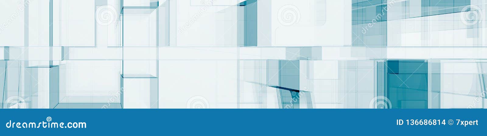 Abstract Blue Architecture 3d Rendering Stock Illustration ...
