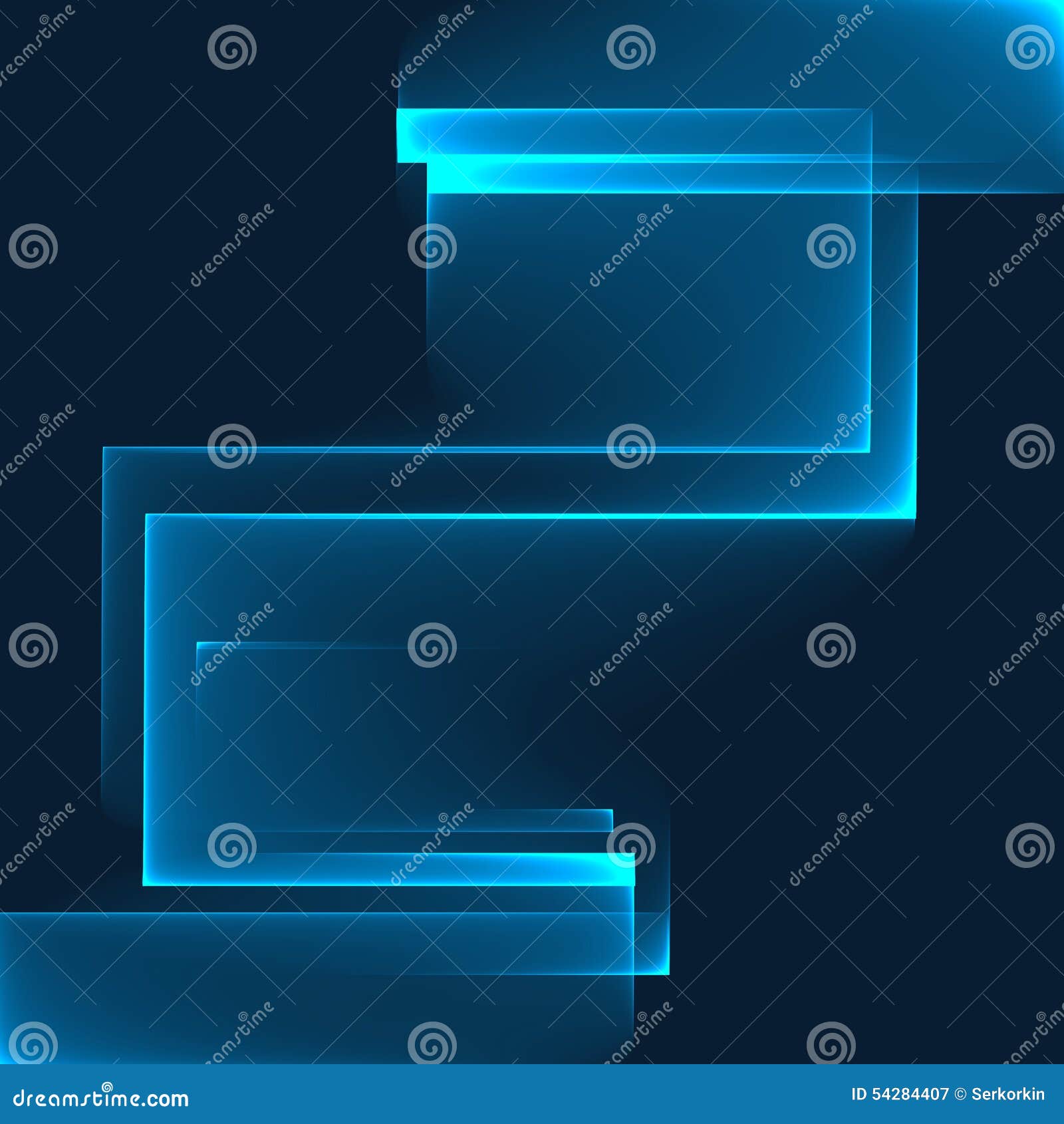 Abstract Blue Background. Bright Blue Blocks on the Dark Blue ...