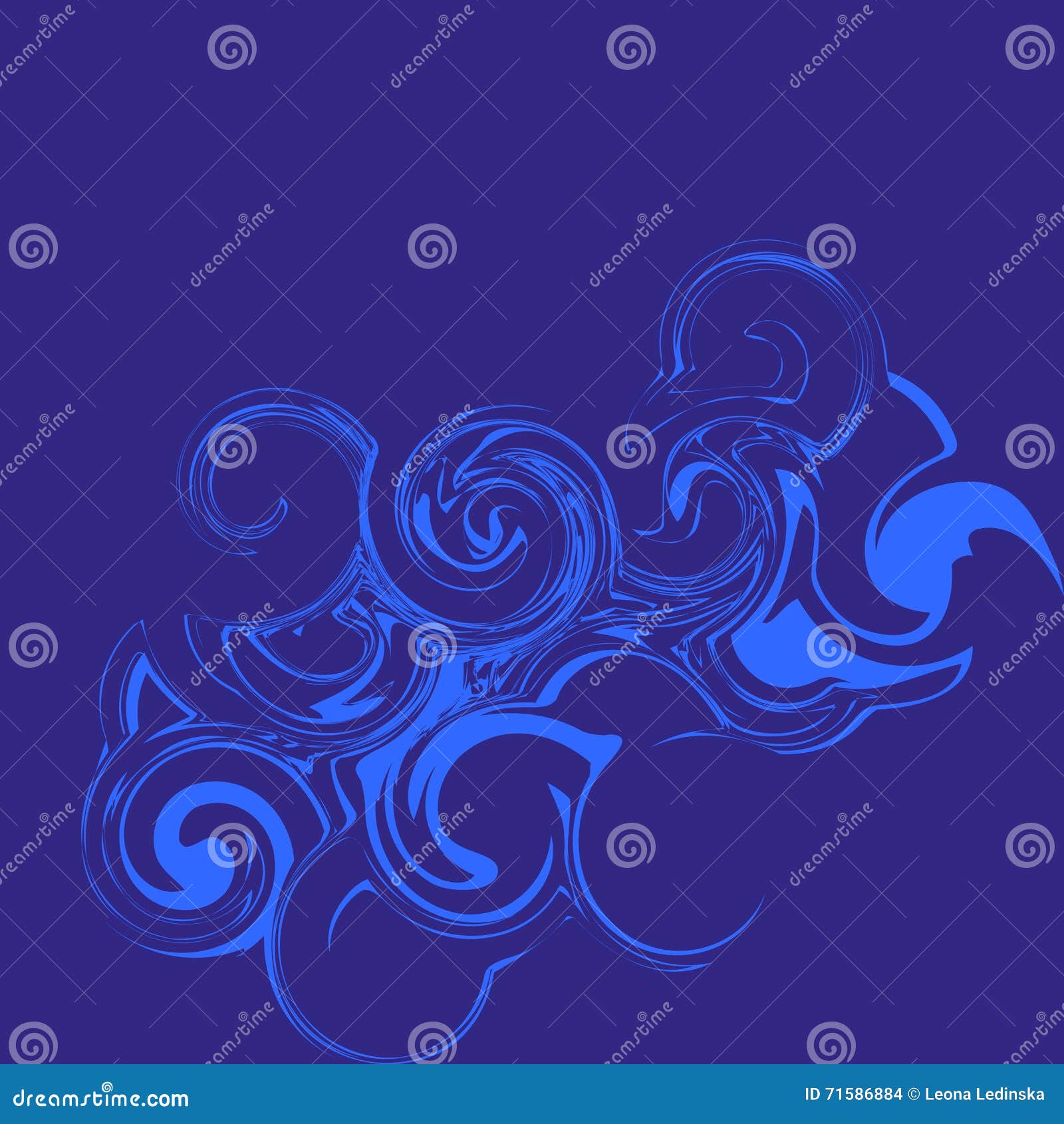 Abstract Blue Background with Chaos Circle Spirals Stock Vector ...