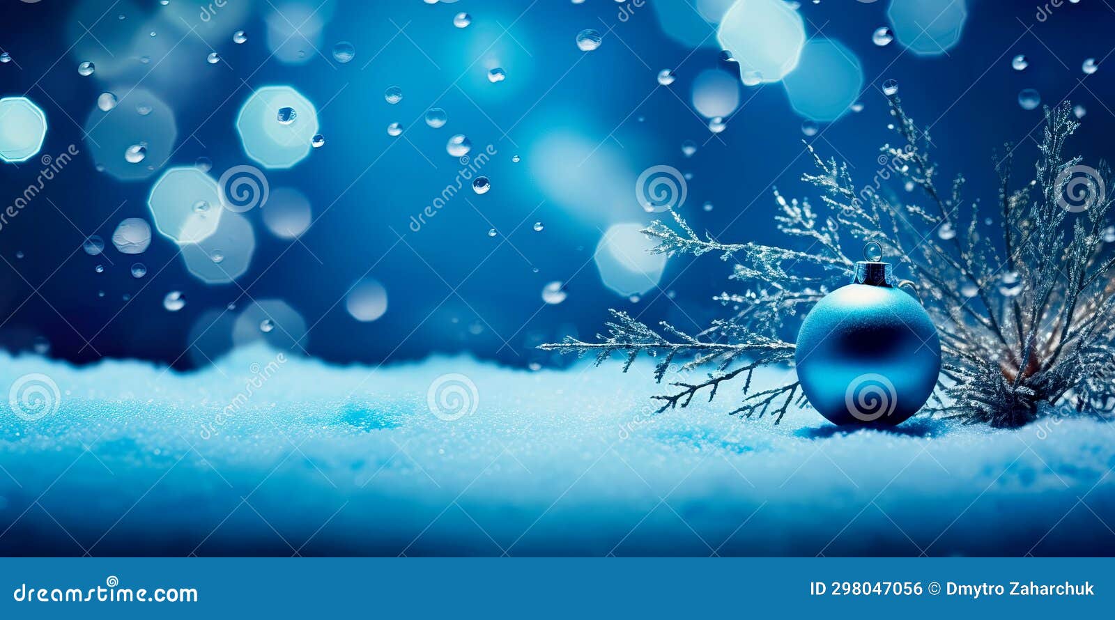Abstract Blue Background with Christmas Tree and Decorations Stock ...