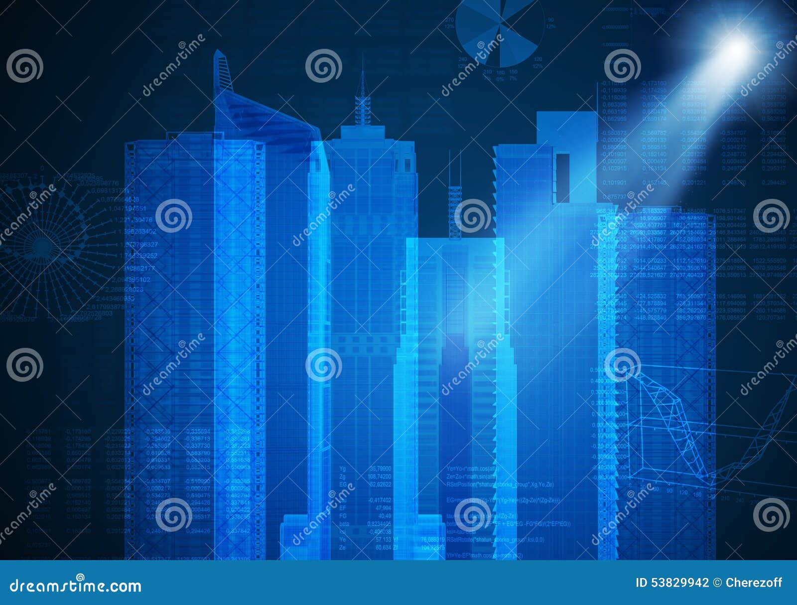 Abstract Blue Background with Cityscape Sketch Stock Photo - Image of ...