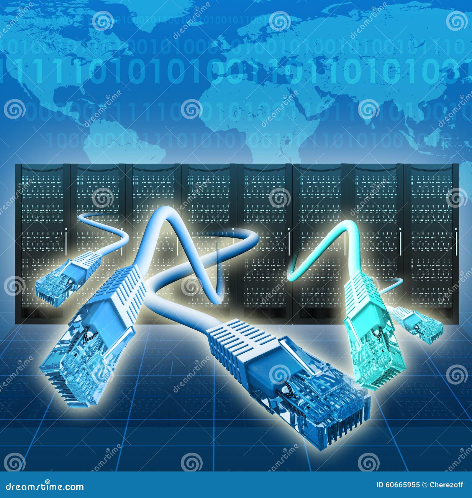 Abstract Blue Background with Computer Cables Stock Illustration ...