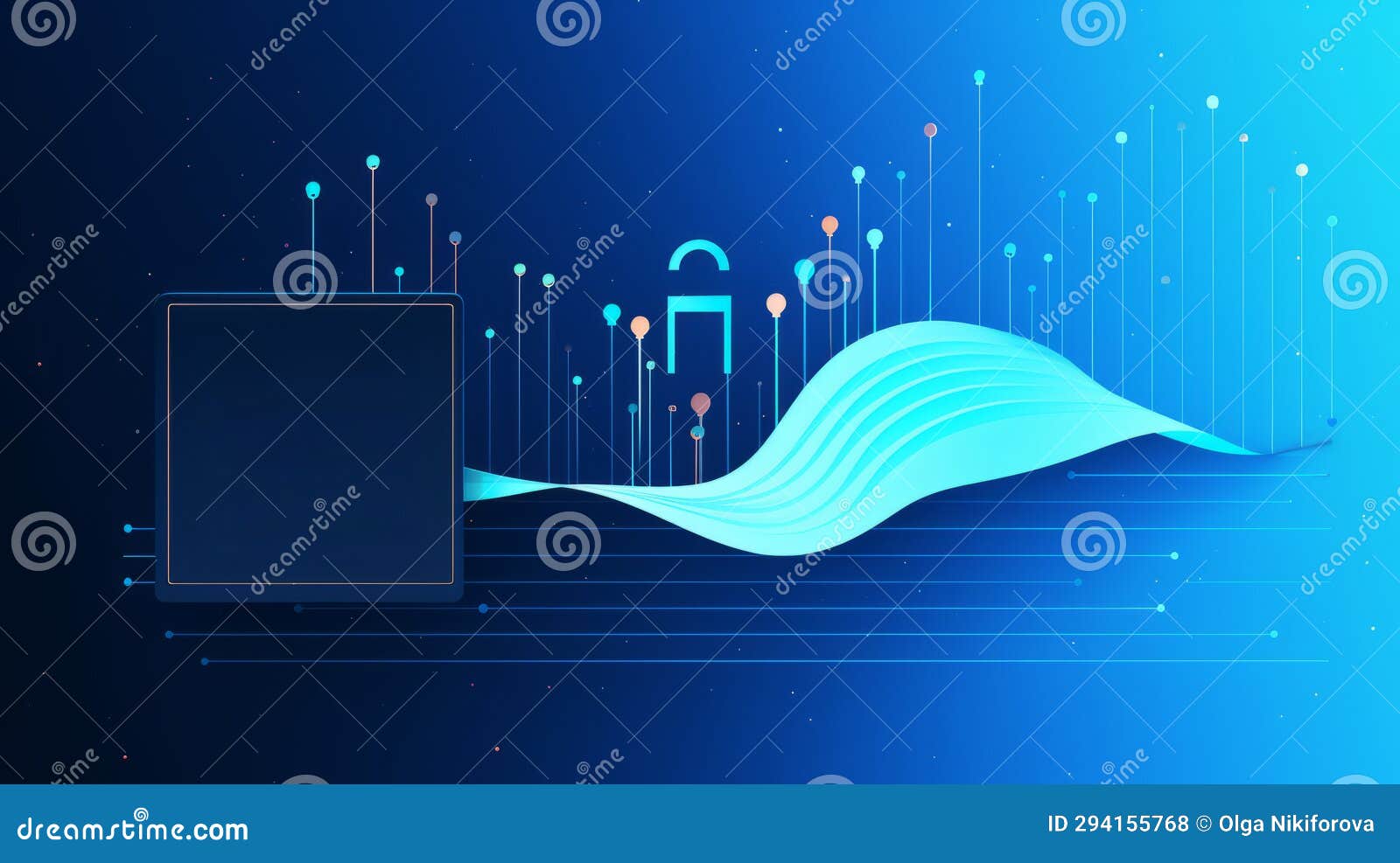 Abstract Blue Background. Computer Data Protection and Information ...