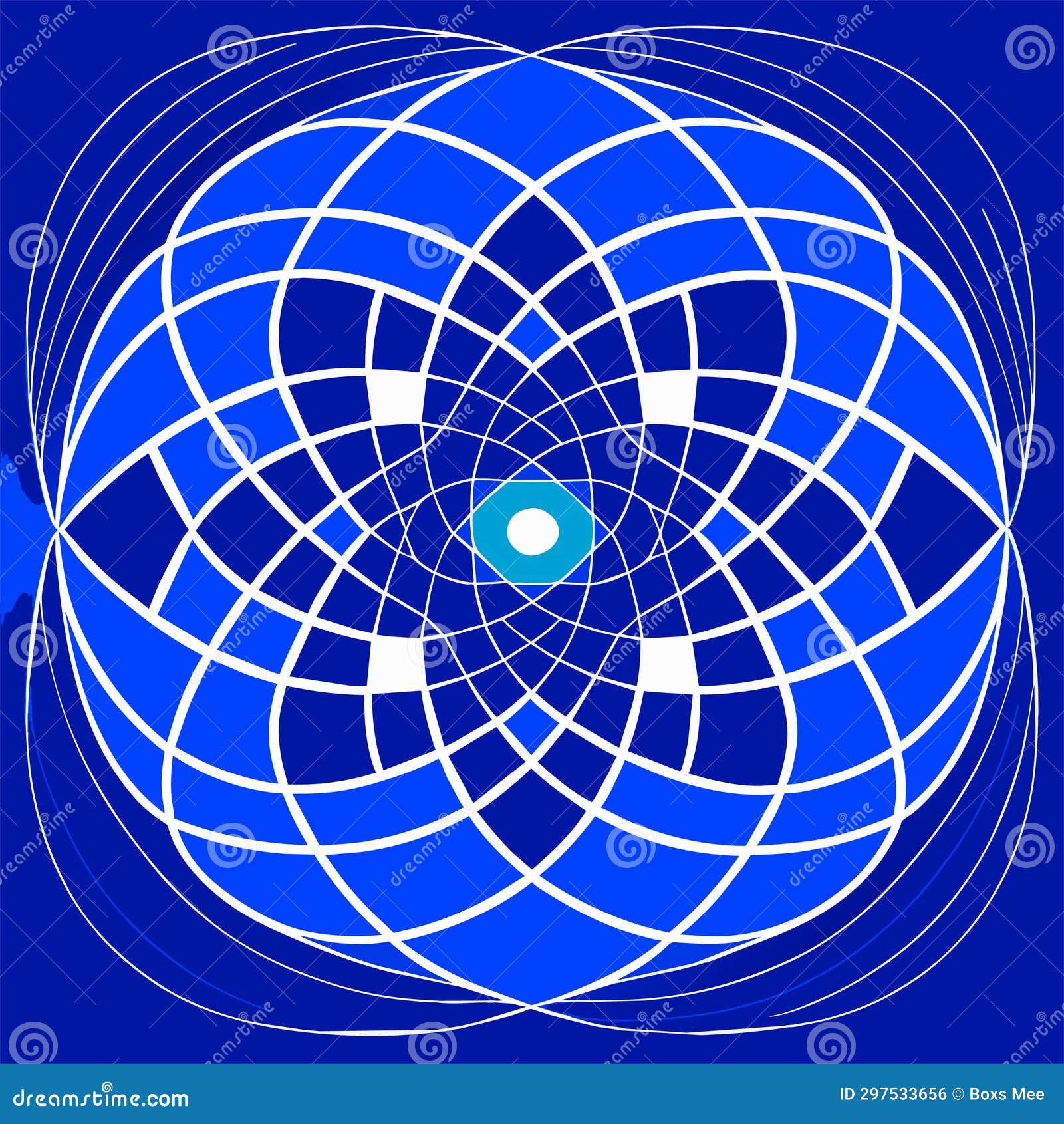Abstract Blue Background with Concentric Circles and Geometric Shapes, Vector Illustration ...