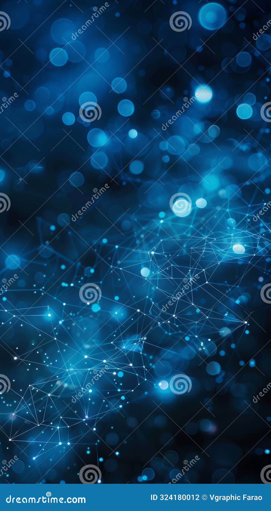 Abstract Blue Background with Connecting Lines and Bokeh Lights Stock ...