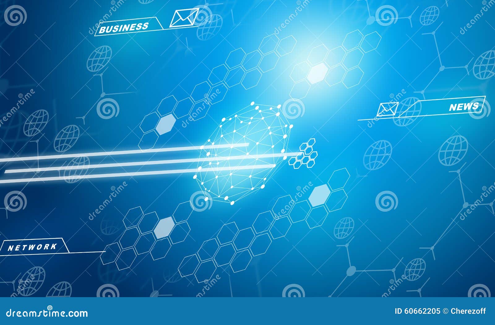 Abstract Blue Background with Different Symbols Stock Illustration ...