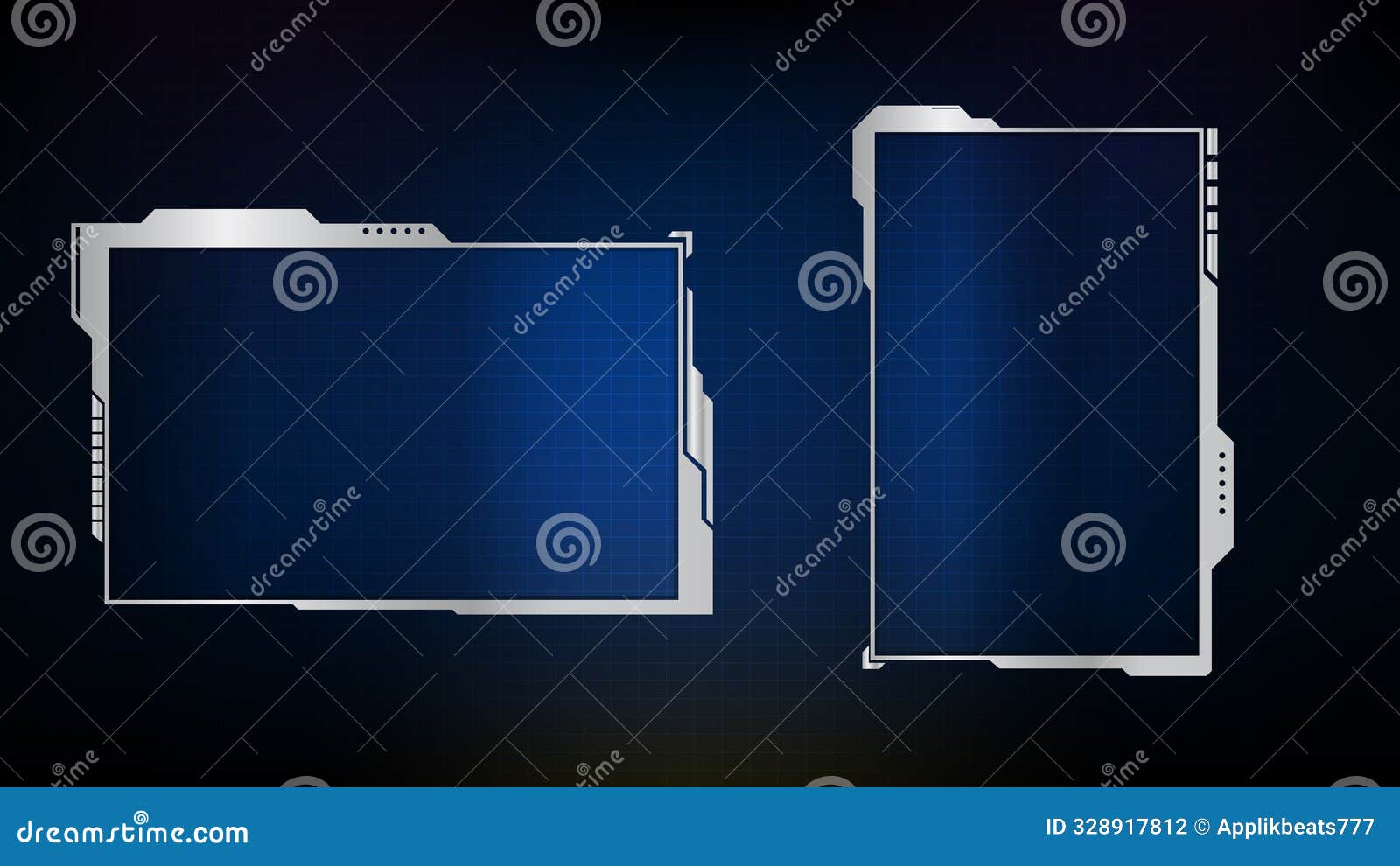 Abstract Blue Background of Display Futuristic Sci Fi Hud Frame Profile ...