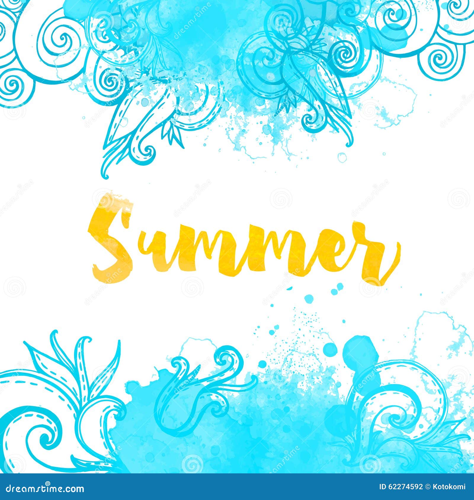 Abstract Blue Background with Doodles and Stock Vector - Illustration ...