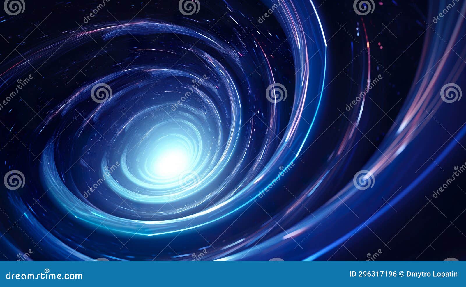 Abstract Blue Background with Dynamic Swirl or Vortex, Spiral and Curve ...
