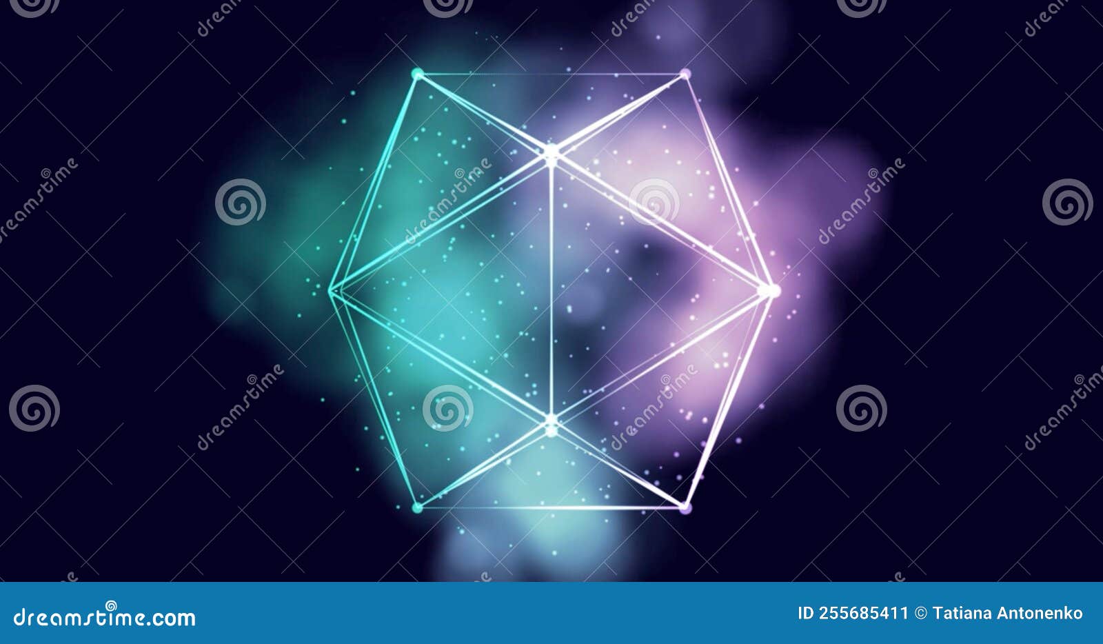 Abstract Blue Background, Explosion of Particles and Dots, Smooth Lines ...