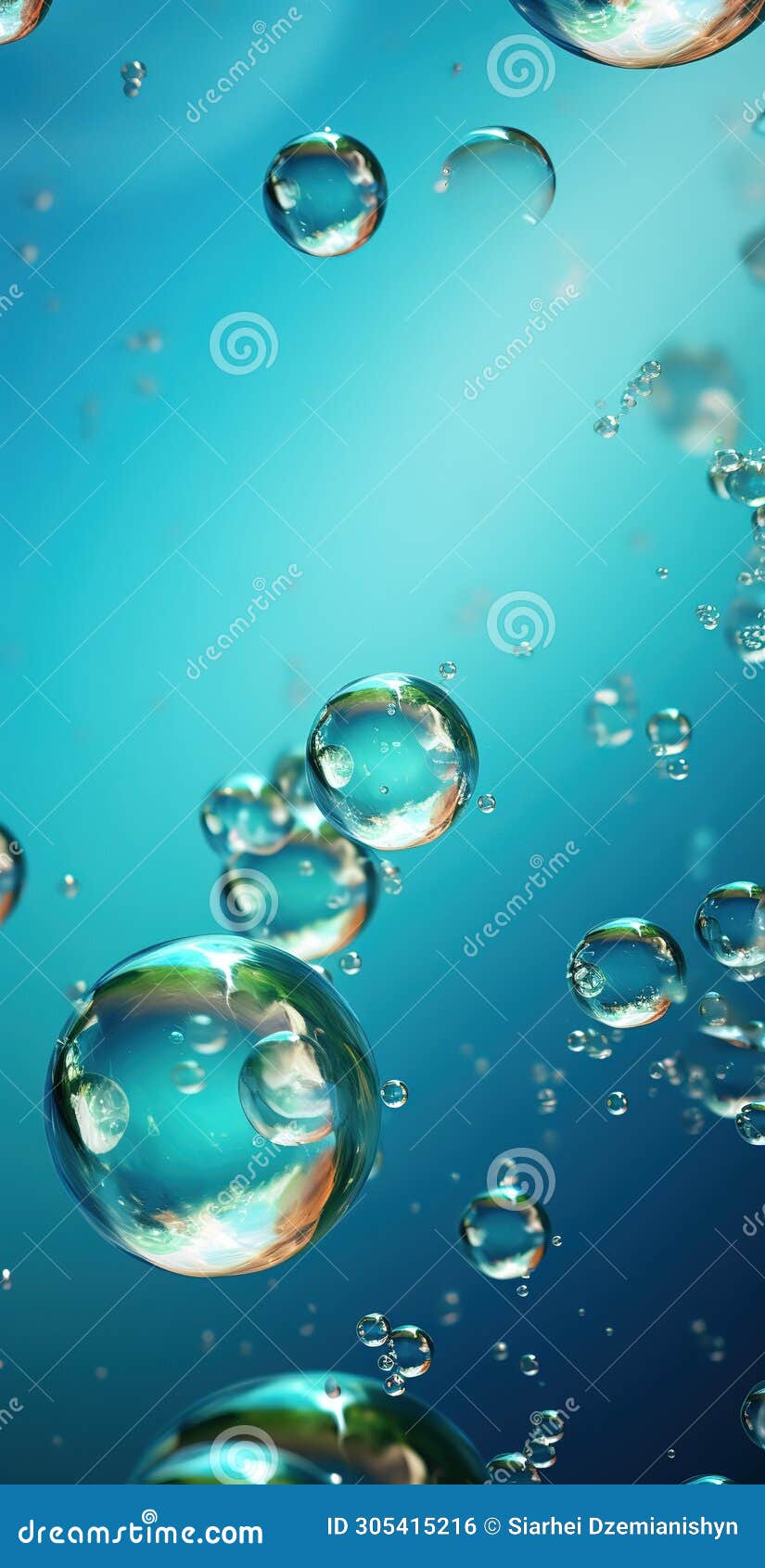 Abstract Blue Background with Floating Bubbles: a Calm Representation ...
