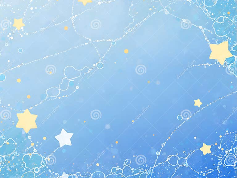 An Abstract Blue Background with Floating Bubbles and Stars Stock ...