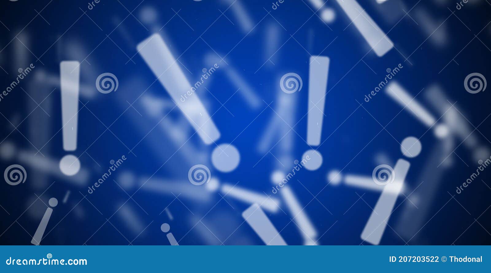 Abstract Blue Background with Flying Exclamation Marks Stock ...