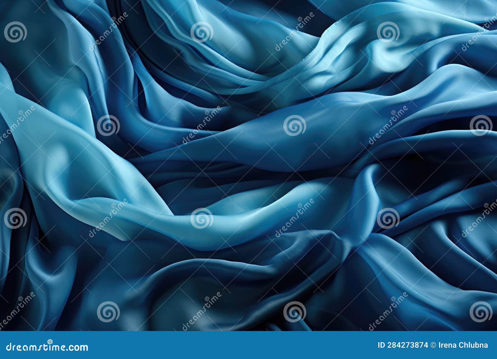 Abstract Blue Background with Folded Textile Ruffle. Generative AI ...