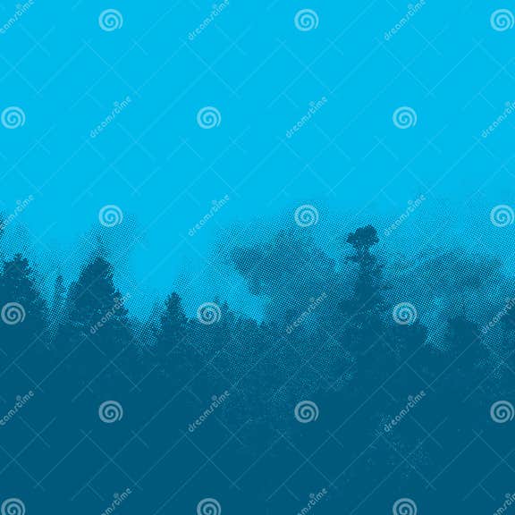 Abstract Blue Background with Forest and Trees Vector Illustration for ...