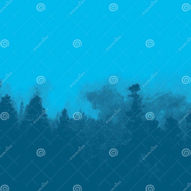 Abstract Blue Background with Forest and Trees Vector Illustration for ...